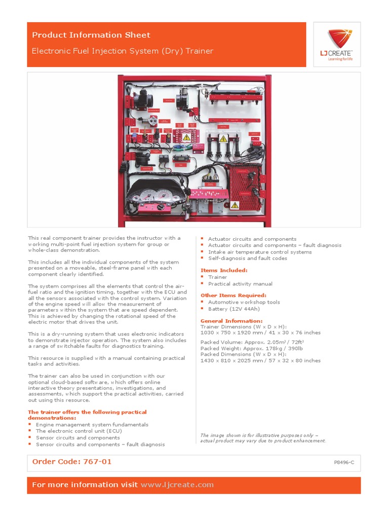 767-01 Electronic Fuel Injection System (Dry) Trainer | PDF | Fuel ...