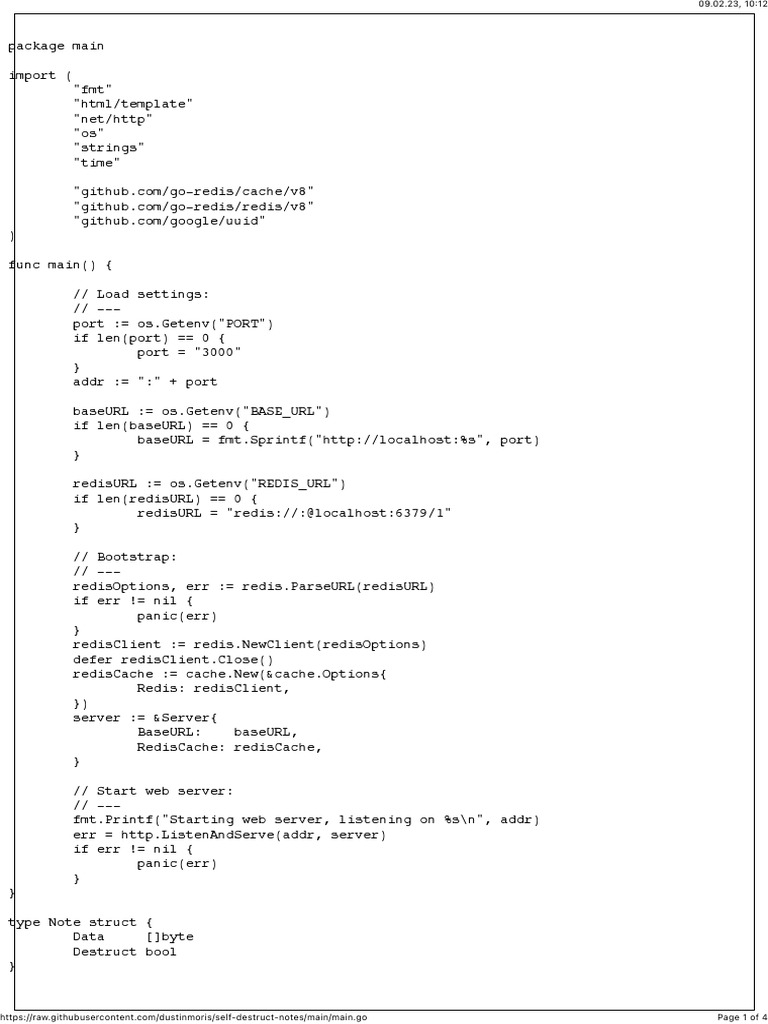 Self Destruct Notes Main - Go | PDF | Hypertext Transfer Protocol ...