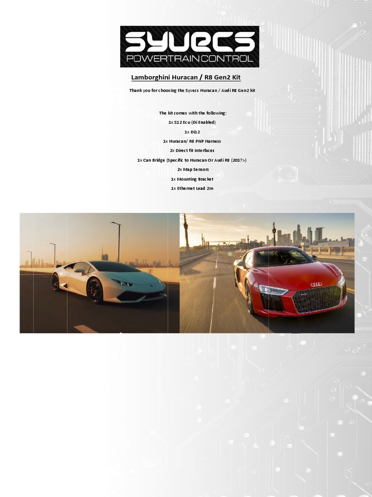 Syvecs Huracan Kit Manual | PDF | Fuel Injection | Throttle