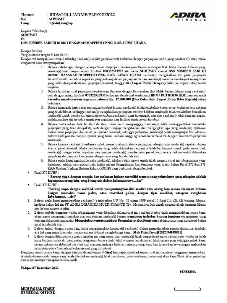 Somasi I An. Sumiyati | PDF