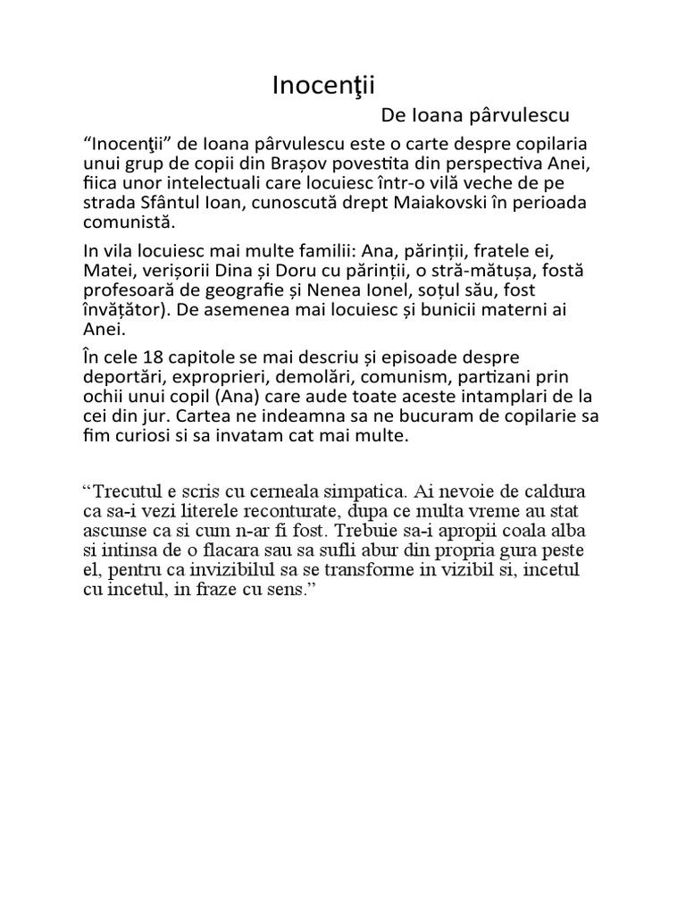 Inocentii Rezumat | PDF
