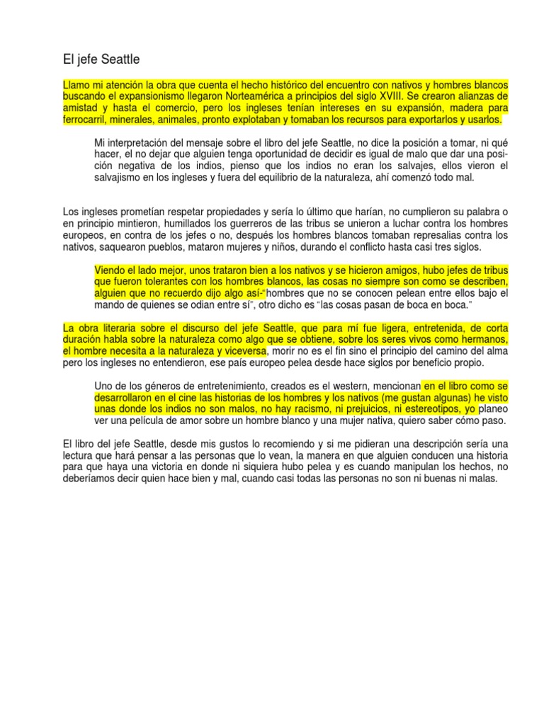 El Jefe Seattle | PDF | Historia