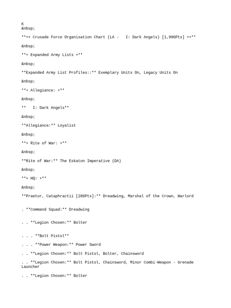 Horus Heresy Dark Angels Practice List | Download Free PDF | Military ...