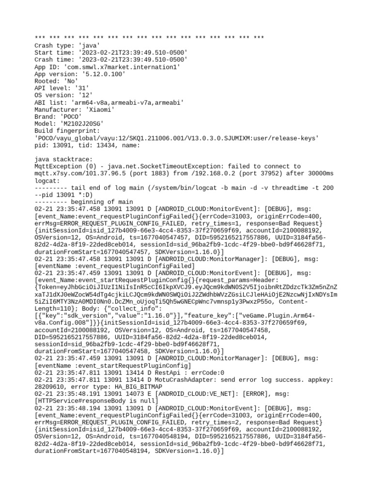 Android App Crash Report | PDF | Computing | Object Oriented Programming
