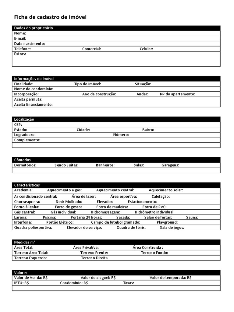 Ficha Cadastro Imovel | PDF