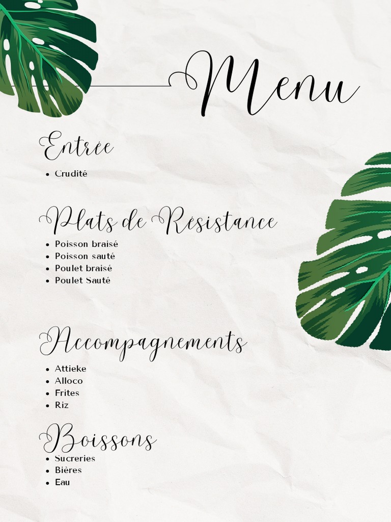 Plats de Résistance du Menu Restaurant | PDF | Livres de cuisine ...