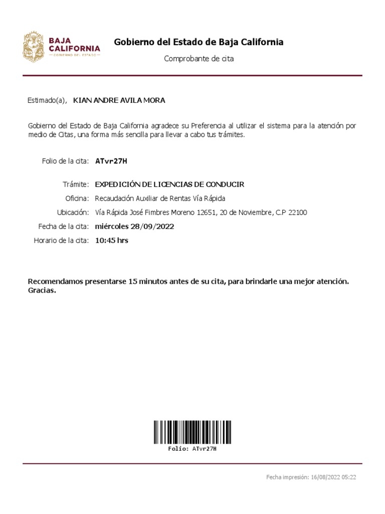 Cita para Licencia | PDF