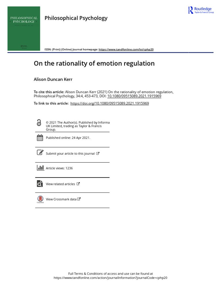 On The Rationality of Emotion Regulation | PDF | Rationality | Emotions