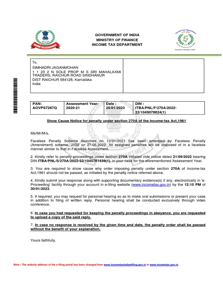 AOVPS7267Q - Show Cause Notice Us 270A - 1049078824 (1) - 25012023 ...