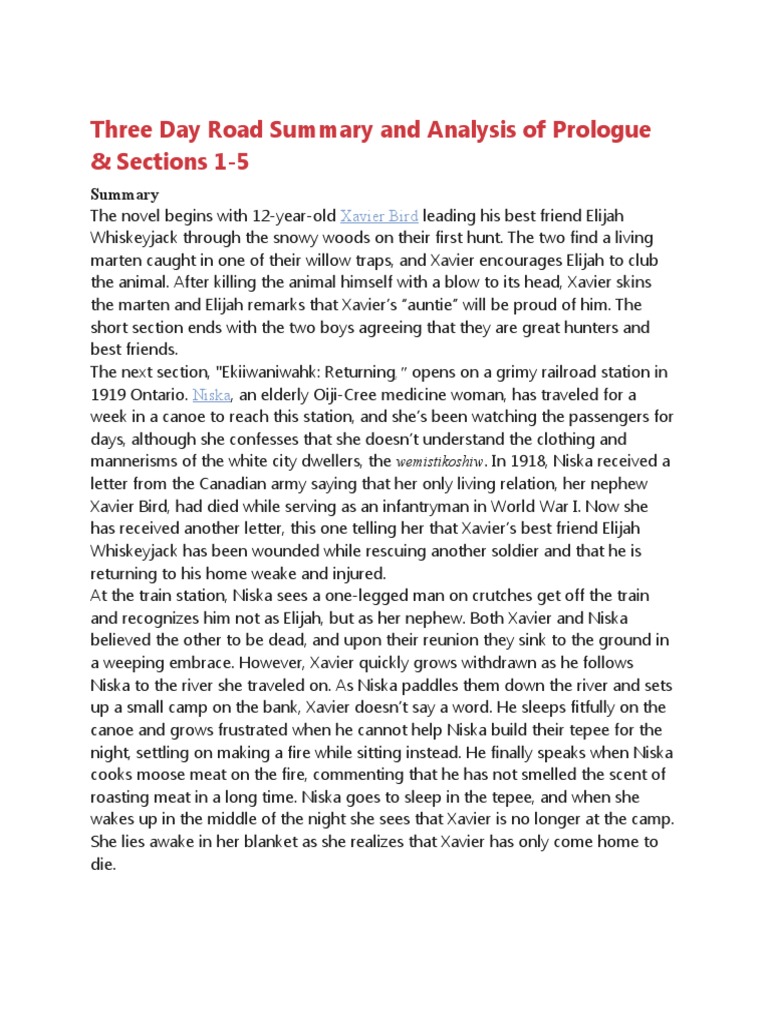 Three Day Road Summary and Analysis of Prologue | PDF | Trench Warfare ...