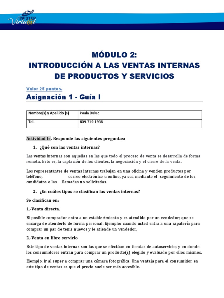 Asignación Actividad 1 Módulo 2 - INFOTEP | PDF | Marketing | Economias