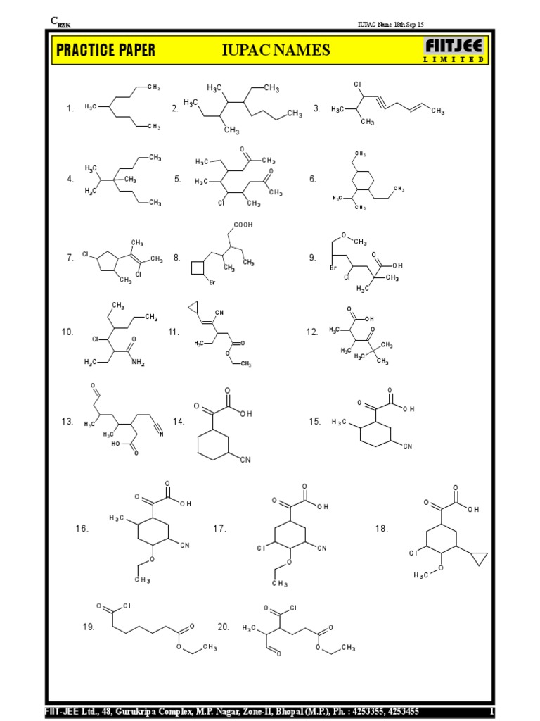 IUPAC Name 18th Sep 15 | PDF | Chemistry | Physical Sciences