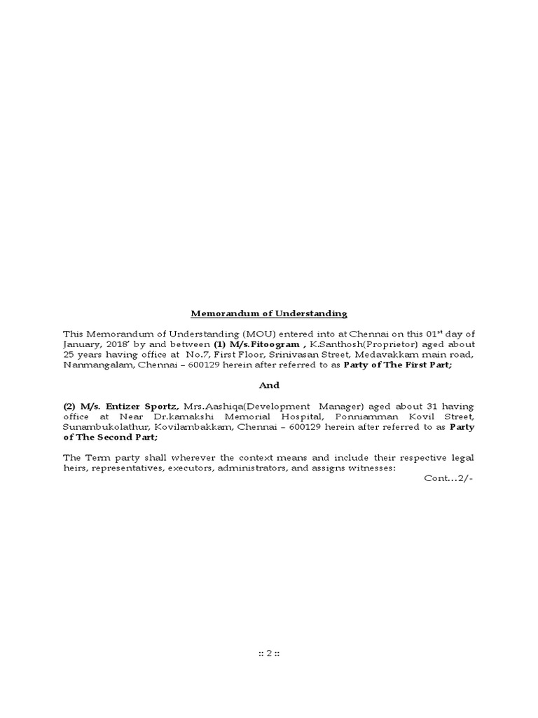 Memorandum of Understanding | PDF | Expense | Money