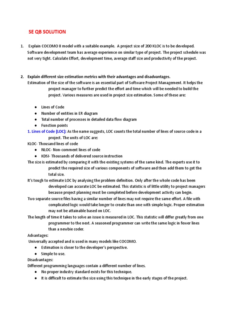 SE - Solution - Sample Questions | PDF | Software Testing | Programming