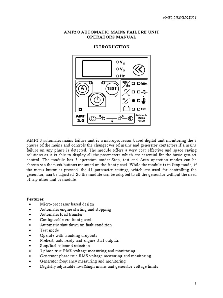 AMF 2.0 User Manual - EN | PDF | Mains Electricity | Relay