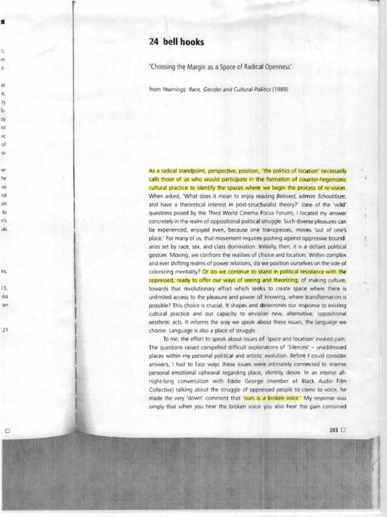 bell hooks on Radical Openness in Margins | PDF | Speech | Experience
