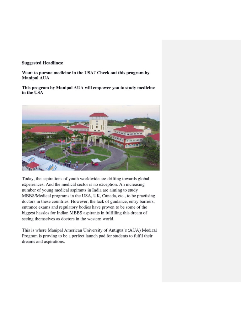 Manipal AUA Advertorial Content Final | PDF | Medical School | Doctor Of Medicine
