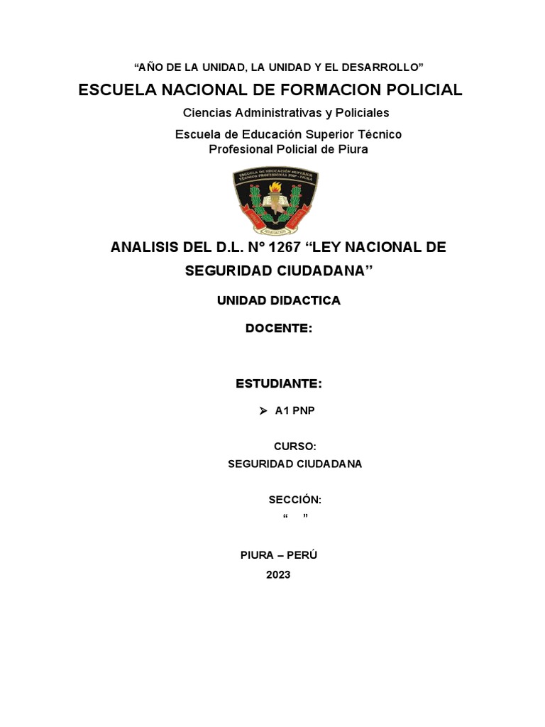 Analisis Del D.L. #1267 "Ley Nacional de Seguridad Ciudadana" | PDF ...