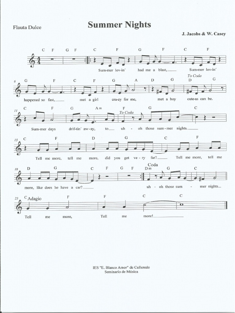 Jacobs & Casey - Summer Nights | PDF