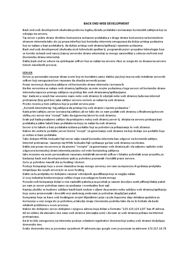 Back End Web Development | PDF Back End Web Development | PDF