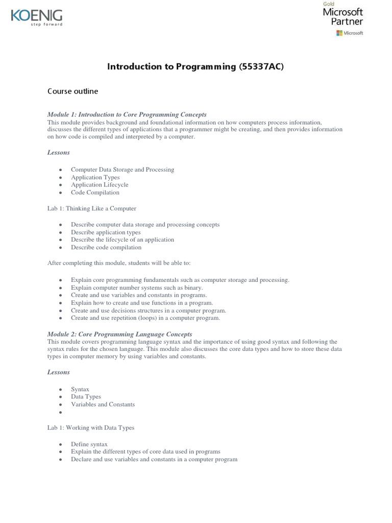 Introduction to Core Programming Concepts | PDF | Programming | Computer Program