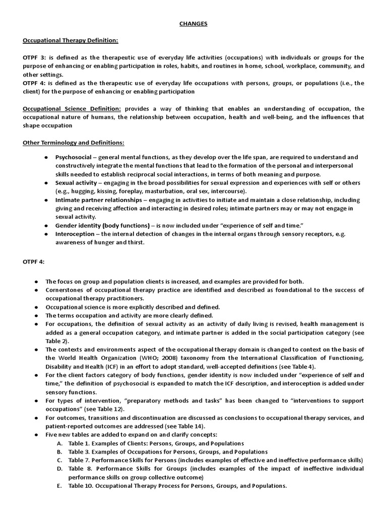 Otpf Notes | PDF | Occupational Therapy | Psychology