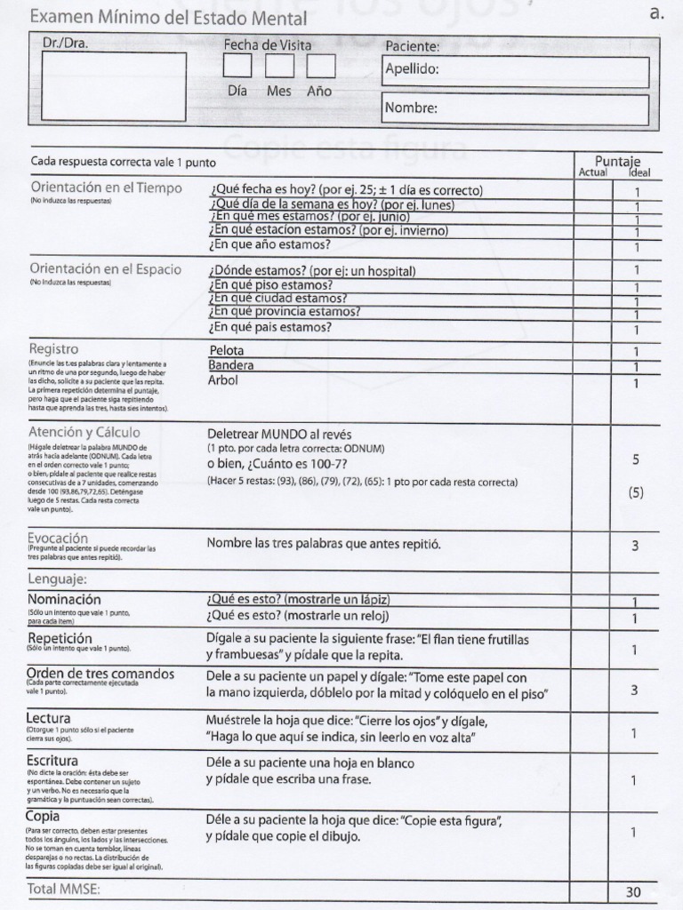 Test Mini Mental | PDF