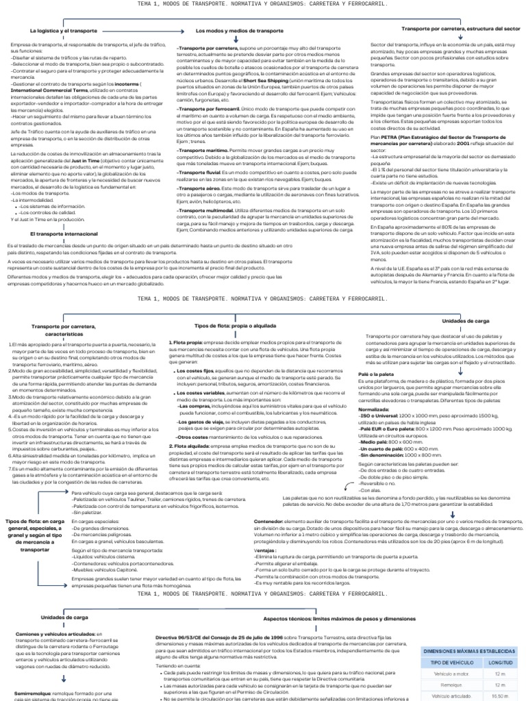Tema 1 Tim Esquema | PDF | Transporte | Transporte Intermodal de Carga