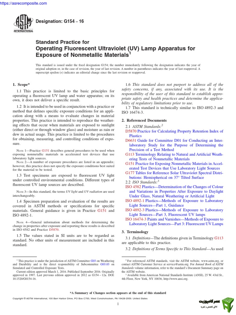 Astm-G154-16 Eng | PDF | Ultraviolet | Optical Filter
