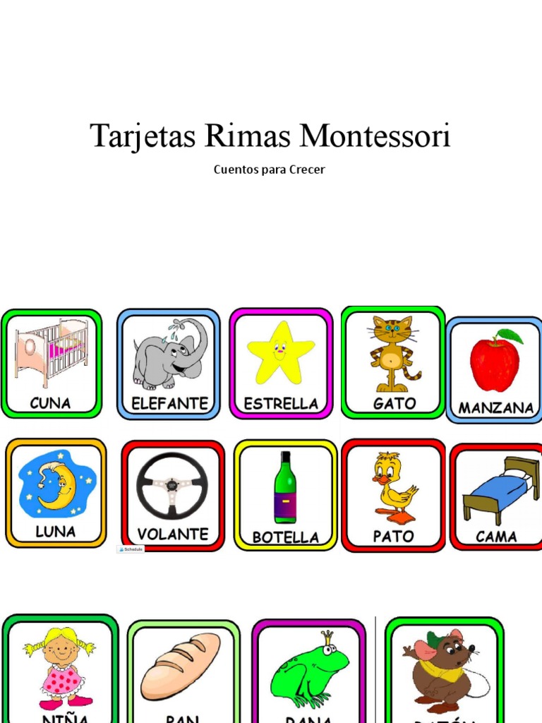 Tarjetas Rimas Montessori | PDF