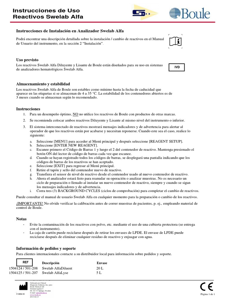 SWELAB ALFA REAGENTS - ES Ambos C Digos | PDF