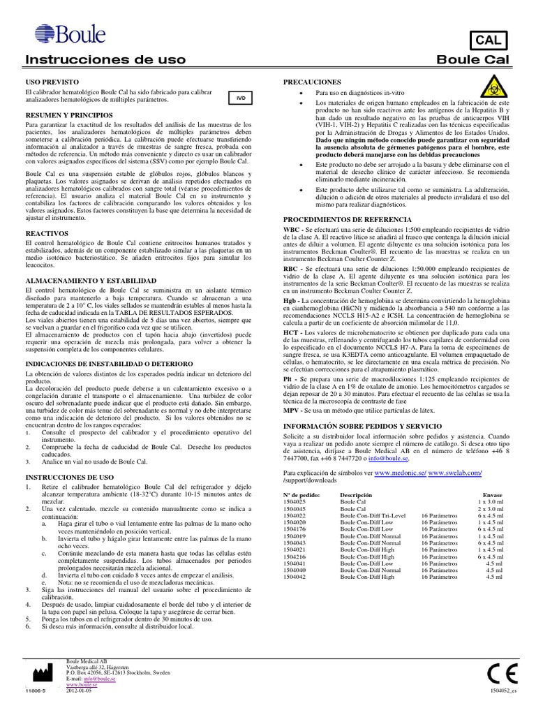 IFU Boule Cal Espa Ol | PDF | VIH | Sangre