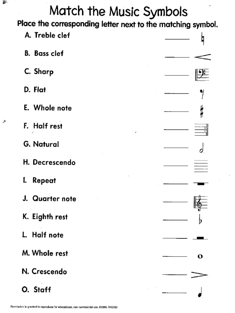 Music Symbol Matching Worksheet | PDF