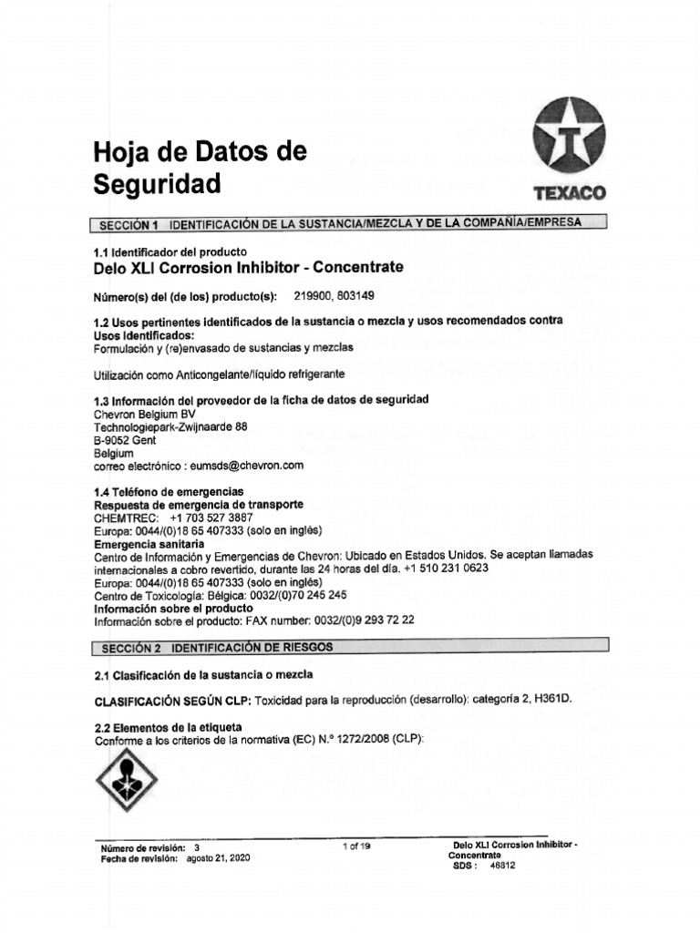 Delo XLI Corrosion Inhibitor-Concentrate | PDF