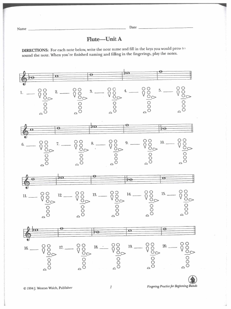 Blank Instrument Fingering Chart Worksheet | PDF