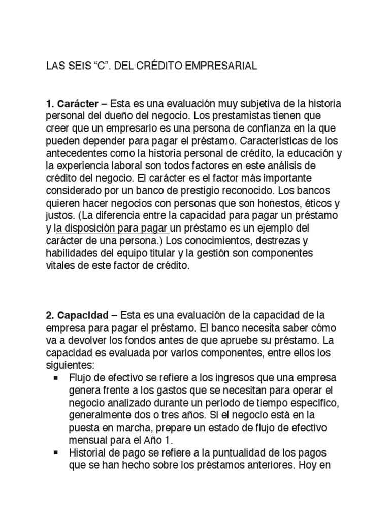 Seis C's del Crédito Empresarial | PDF | Bancos | Crédito