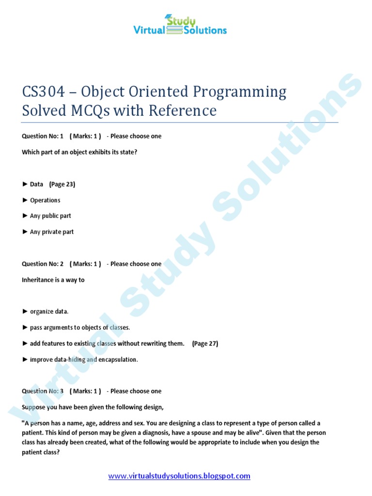 Cs304 Oop Pdf Method Computer Programming Class Computer Programming