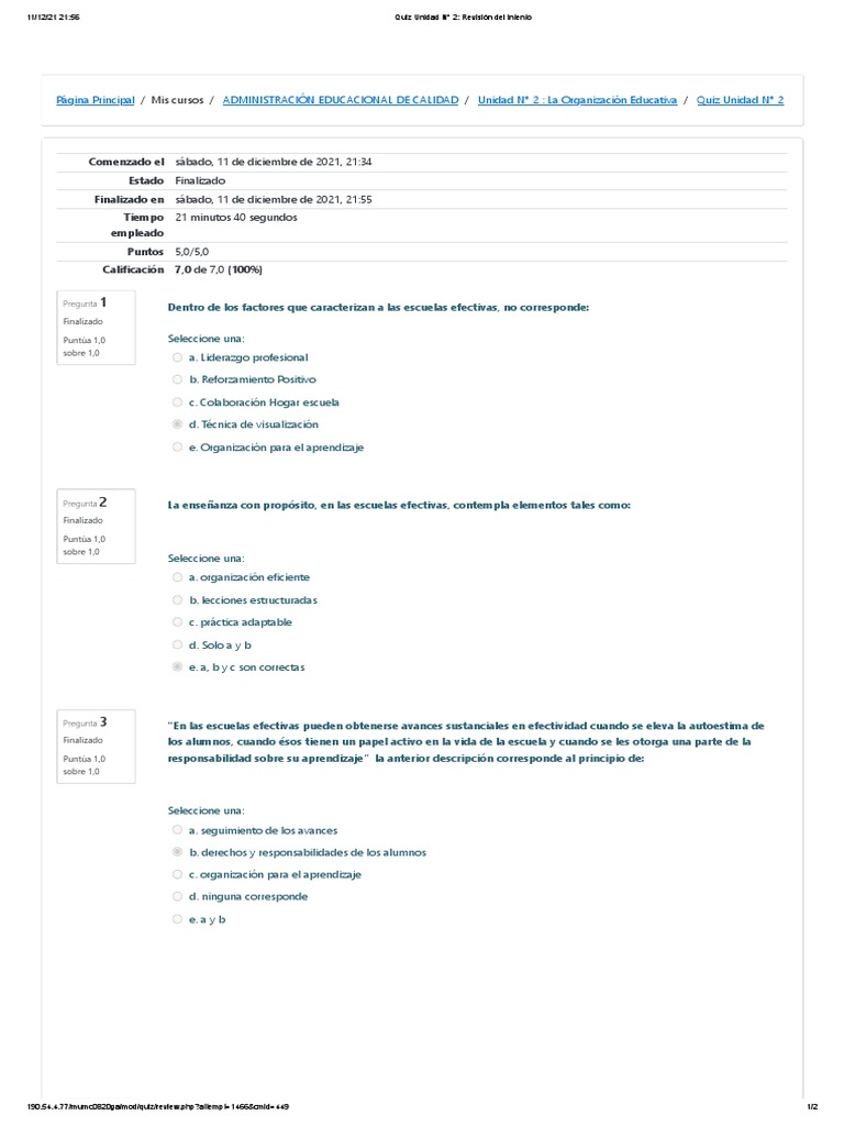 Quiz Unidad #2 - Revisión Del Intento | PDF | Ciencia cognitiva | Modificación de comportamiento