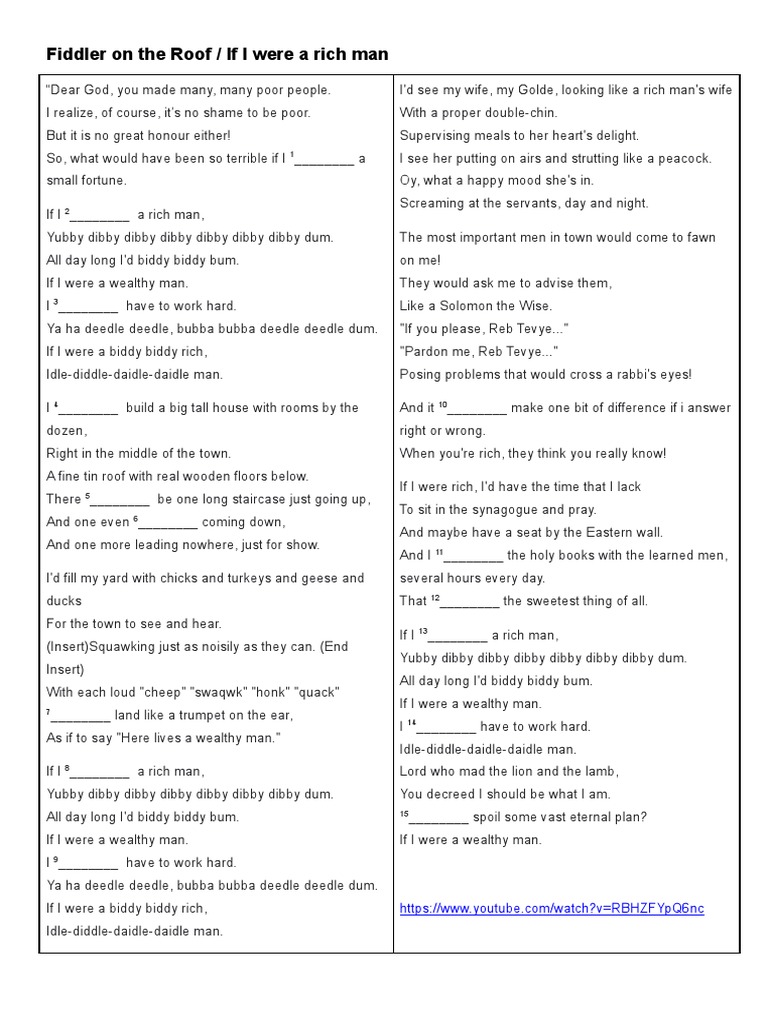 If I Were A Rich Man-Song and Link | PDF
