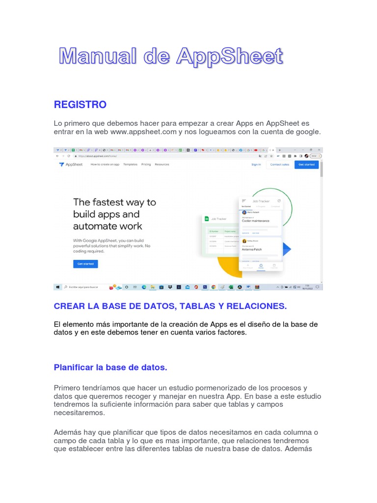 Manual AppSheet 2022 Actualizado | PDF | Bases de datos | Software de la aplicacion