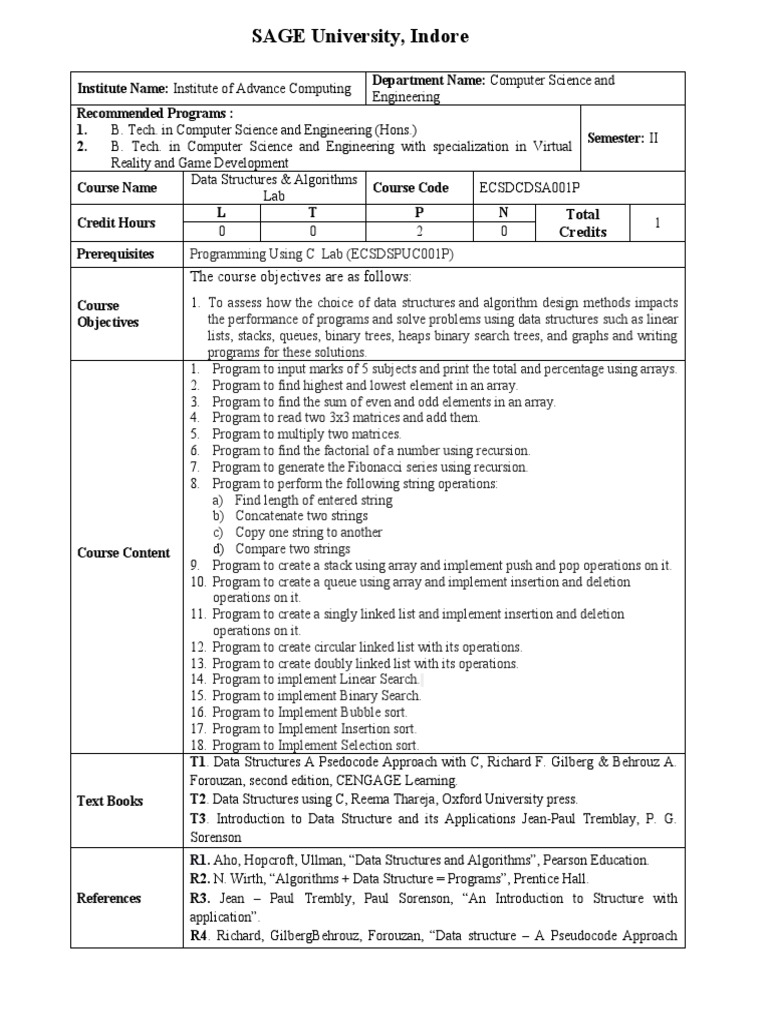 10 Ecsdcdsa001p Data Structures And Algorithms Lab Updated Pdf Computer Program Programming