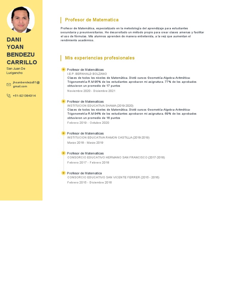 Dani Yoan Bendezu Carrillo | PDF | Microsoft | Maestros