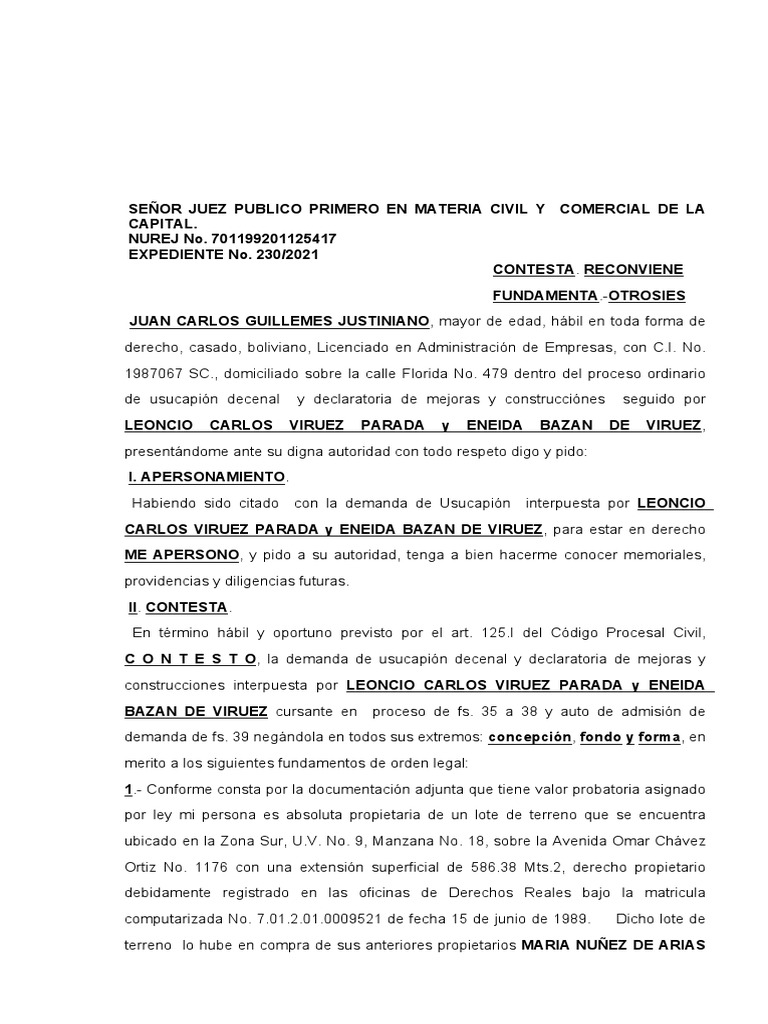 18 Modelo de Contestacion Negativa y Demanda Reconvencional PDF | PDF ...