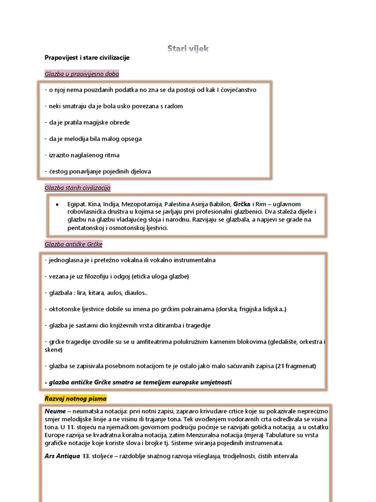 Glazba U Praoivijesno Doba: Prapovijest I Stare Civilizacije | PDF