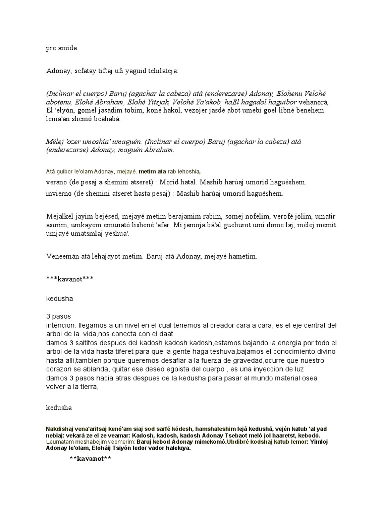 Amida Kavanot Arreglo | PDF | Oración judía y textos rituales | Judaísmo
