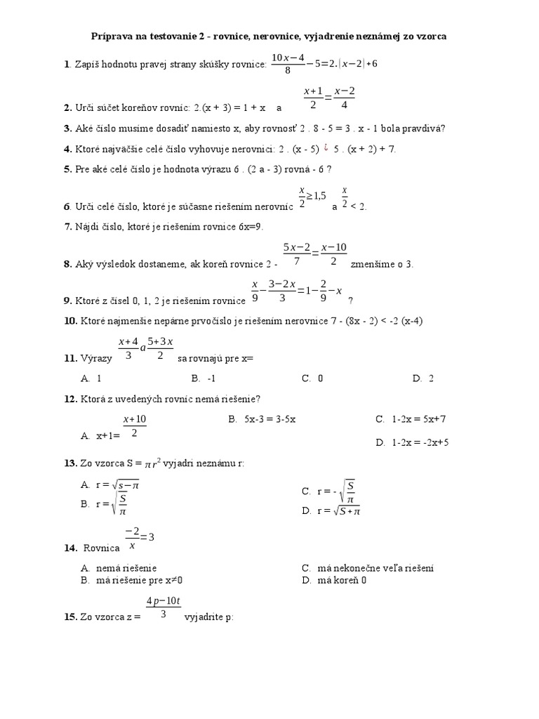 Príprava Na Testovanie 2 | PDF