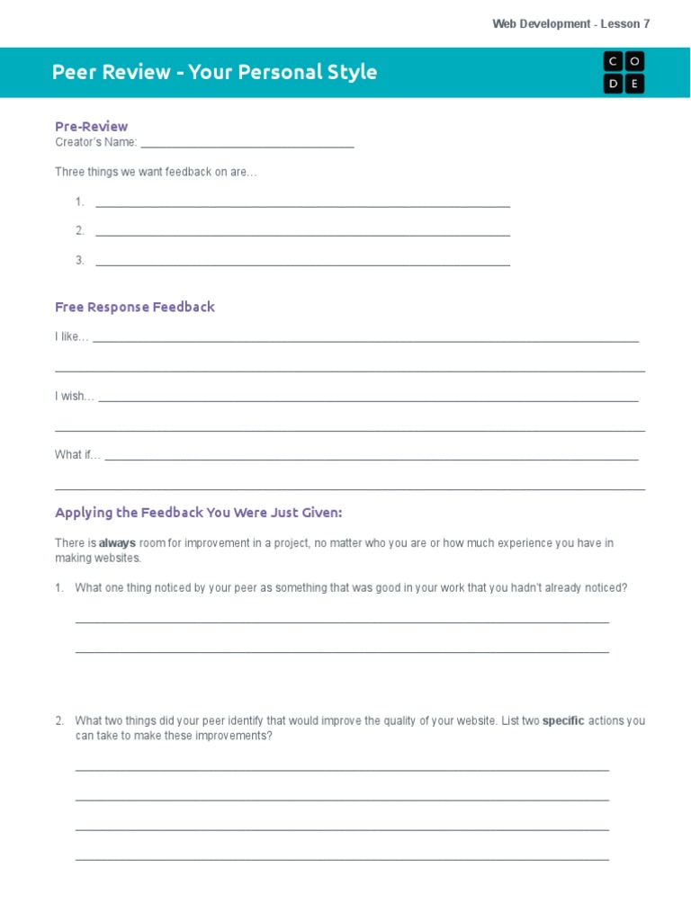 U2L07 - Peer Review - Your Personal Style | PDF