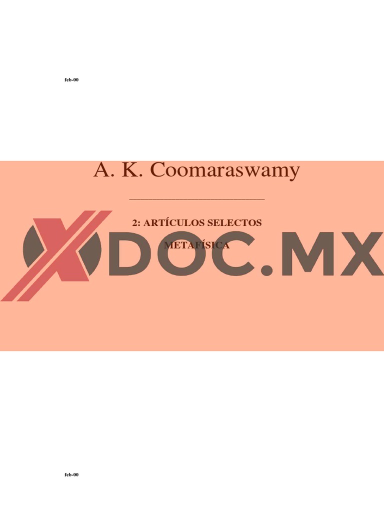 Xdoc - MX Ak Coomaraswamy Laprensadelazonaoestecom | PDF | Metafísica | Verdad