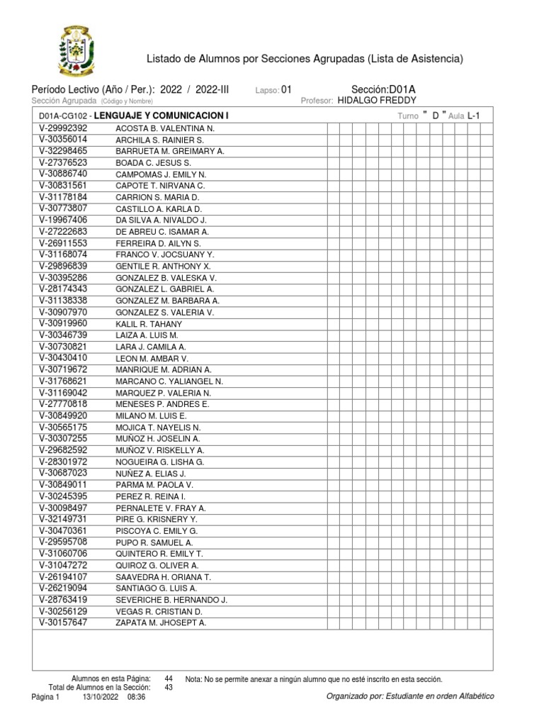 Nómina D01A UCSAR | PDF