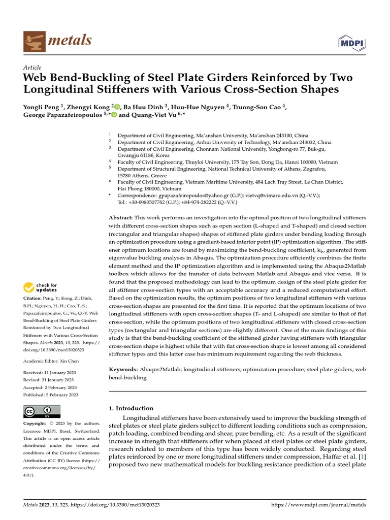 Metals 13 00323 | PDF | Mathematical Optimization | Bending